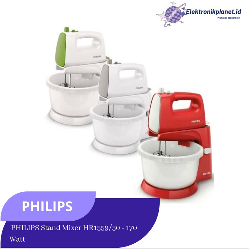 Jual PHILIPS Stand Mixer HR1559/50 - 170 Watt, with Bowl | Shopee Indonesia