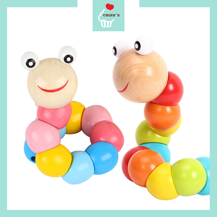 Jual Mainan Motorik Ulat Kayu Lucu | Mini Wooden Caterpillar | Colorful ...