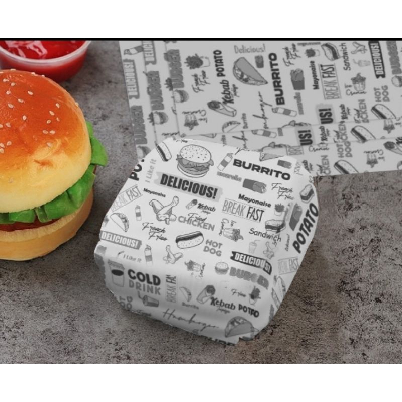 Jual Kertas bungkus burger foodgrade tahan panas Burrito | Shopee Indonesia