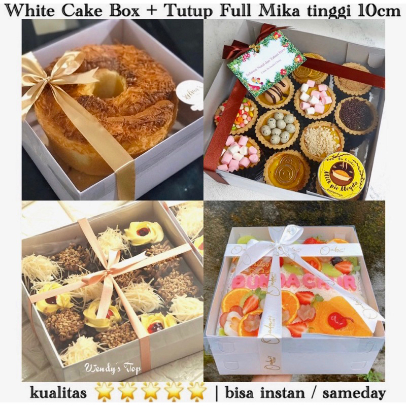 Jual Kotak Kue / Pudding | White Cake Box + Tutup Full Mika Bening ...