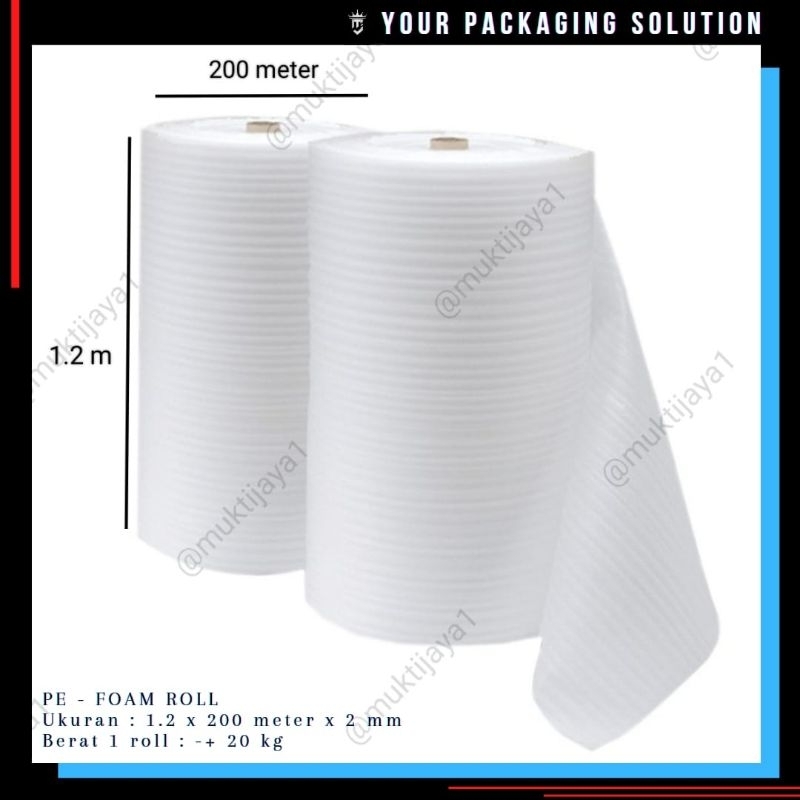Jual PE - FOAM ROLL 1.2x200meter • TEBAL 2mm • BUSA PE / FOAM | Shopee ...