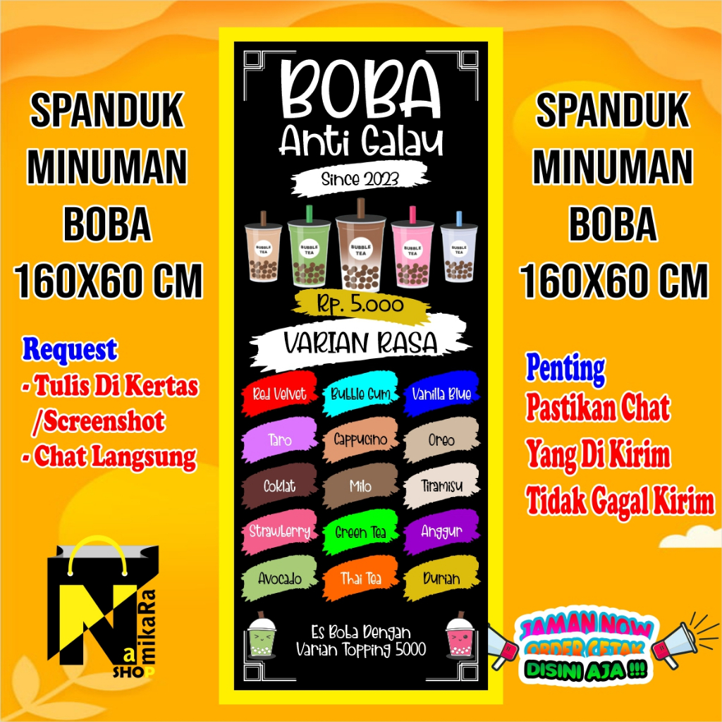 Jual SPANDUK BANNER BACKDROP MINUMAN BOBA/CETAK SPANDUK MINUMAN BOBA ...