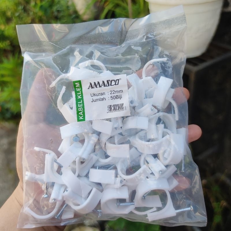 Jual AMASCO KLEM KABEL 22MM 22 MM CABLE CLIPS ISI 50CLIPS PERBUNGKUS ...