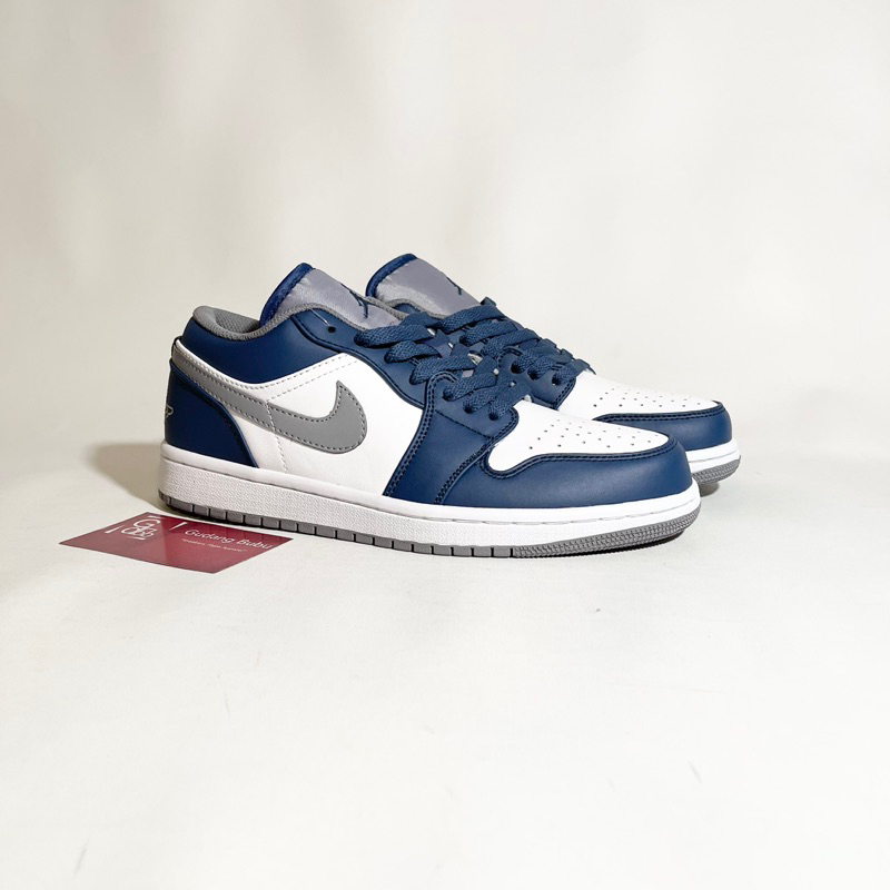 Jual Sepatu Jordan 1 Low True Blue Grey White Authentic | Shopee Indonesia