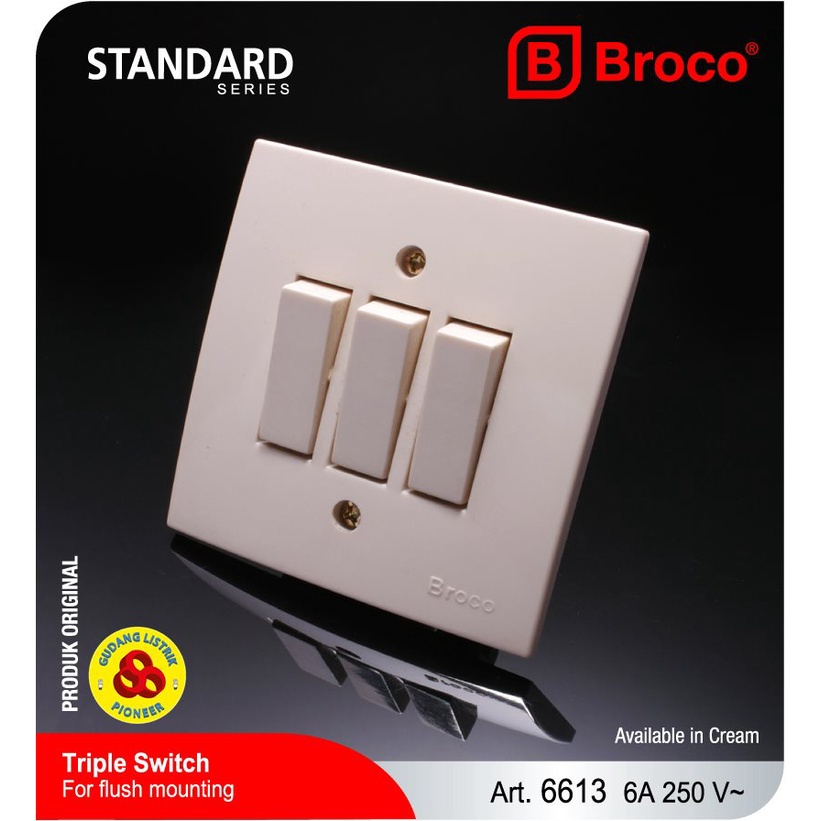 Jual Broco Saklar Triple 3G New Gee 6613 Cream Switch 3 Gang Standard ...