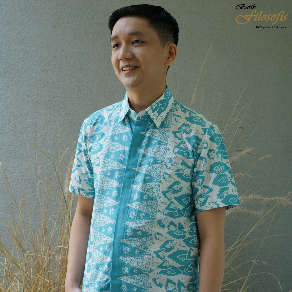 Jual Batik FILOSOFIS PRIA ASLI CAP - MEGA MENDUNG CYAN WHITE (MC2-CW ...