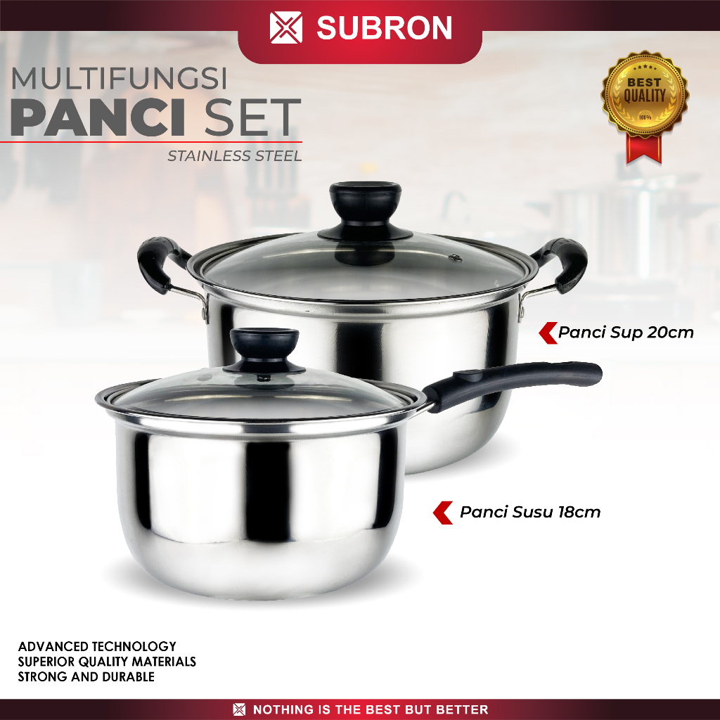 Jual SUBRON Panci Set 18cm 20cm Sup Susu Stainless Masak Mie Tomyam Sayur Asem Soup Bakso ...