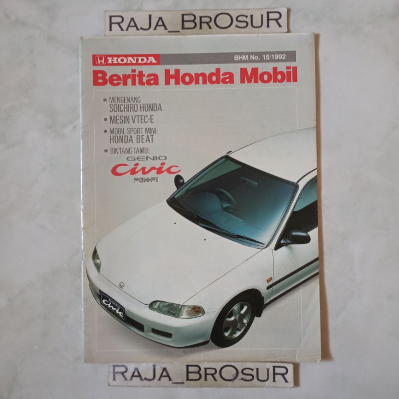 Jual Majalah/Buku BHM Berita Honda Mobil no 15/1992 edisi Poster brosur ...