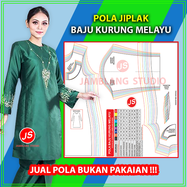 Jual Pola Jiplak Baju Kurung Melayu JP 038 | Shopee Indonesia