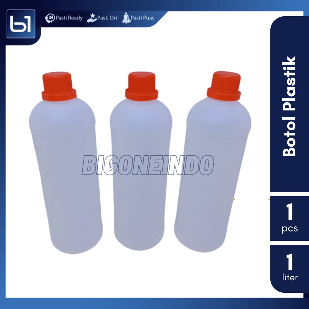 Jual Botol Plastik Putih Agro 1 Liter HDFE, Botol Kosong Tutup Merah ...