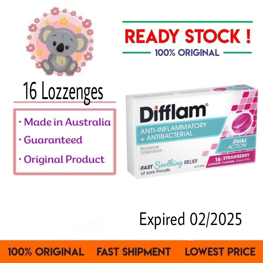 Jual PERMEN Difflam Sore Throat Sugar Free Strawberry (16 Lozenges ...