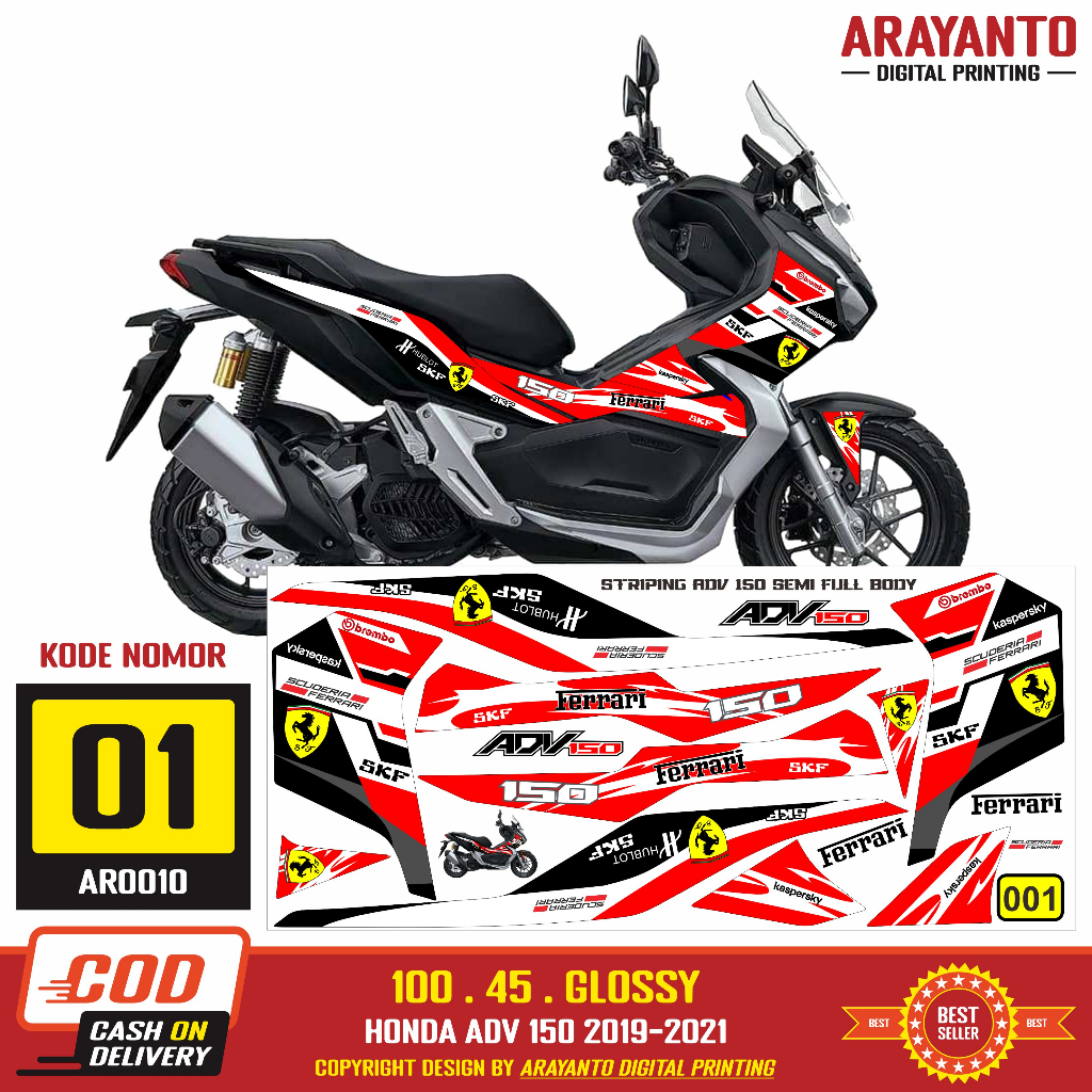 Jual Stiker Striping Honda ADV 150 2019-2021 Variasi Decal Semifullbody ...