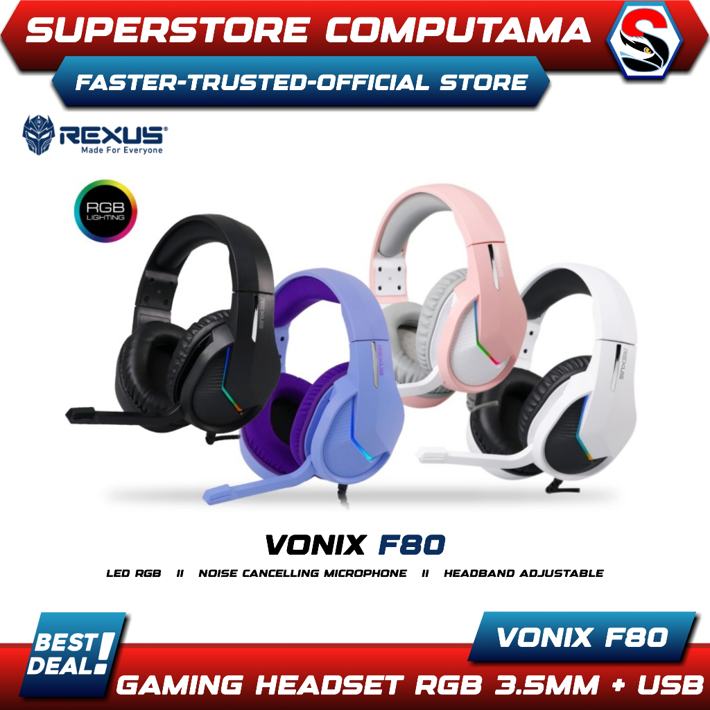 Jual Rexus Vonix F80 RGB Gaming Headset | Shopee Indonesia