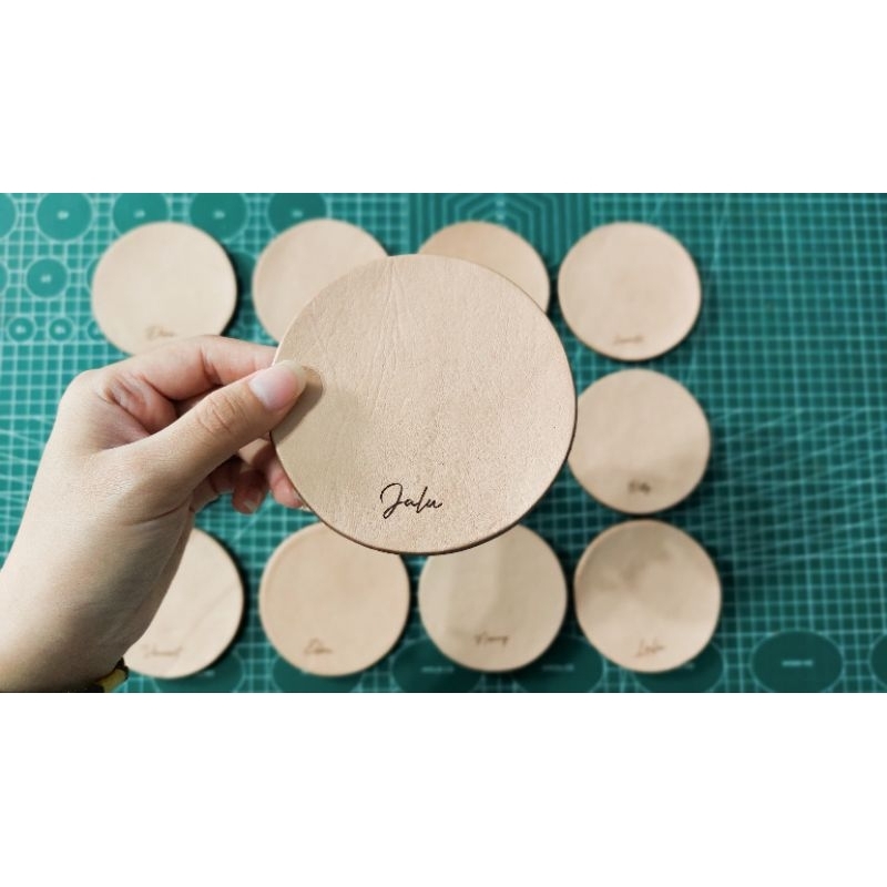 Jual Alas Gelas Leather Coaster Kulit Sapi Asli Free Grafir | Shopee ...