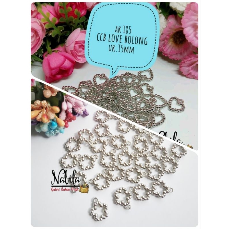 Jual (40 grm) Manik-manik gantung CCB Love Bolong uk 15mm bahan craft ...