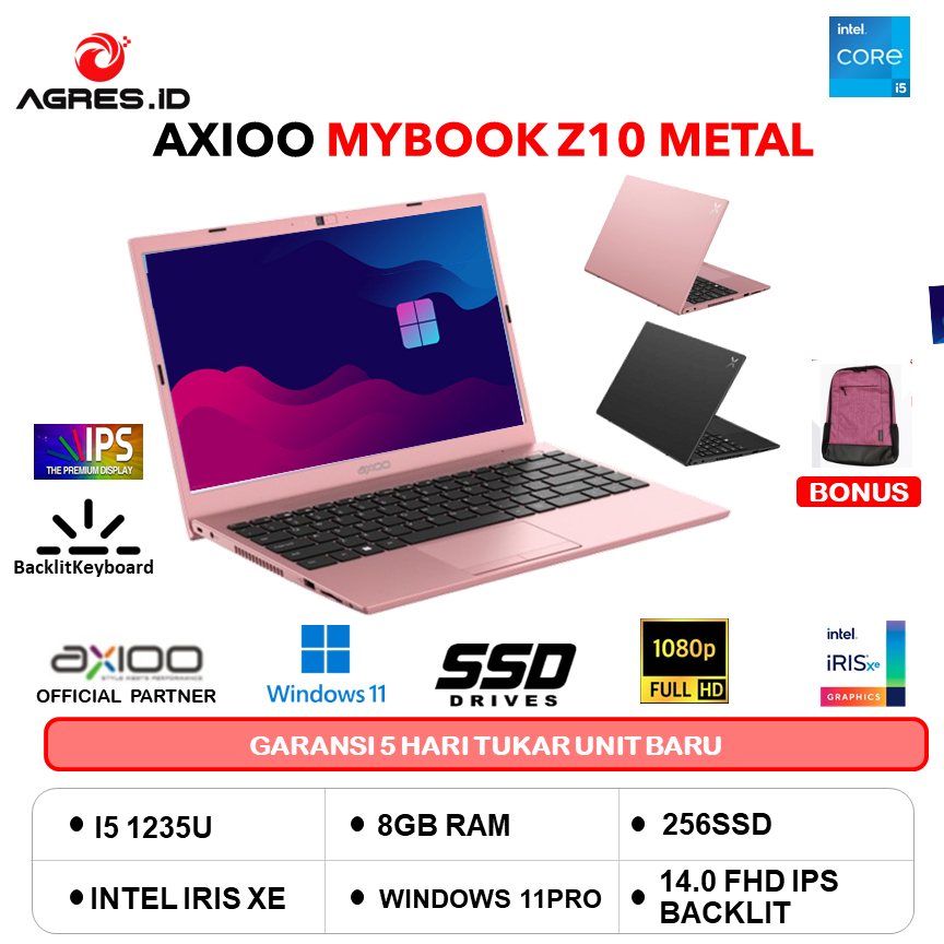 Jual AXIOO MYBOOK Z10 METAL G13 I5 1335 8GB 256GB W11+OFFICE PERMANEN 14.0FHD IPS BLIT LAN PNK ...