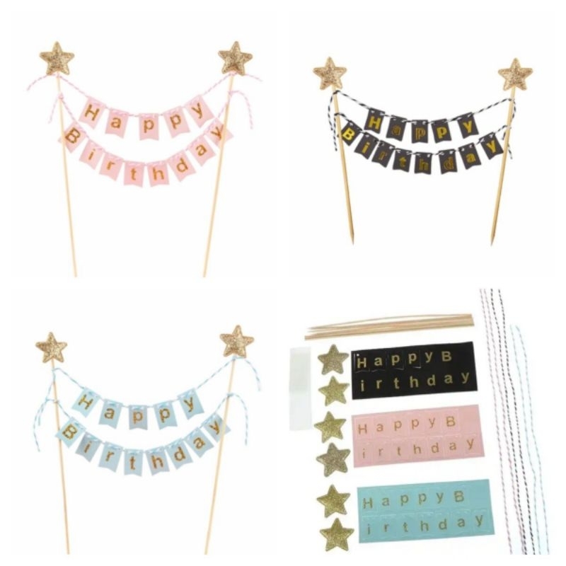 Jual TOPPER FLAG HAPPY BIRTHDAY BINTANG | Shopee Indonesia