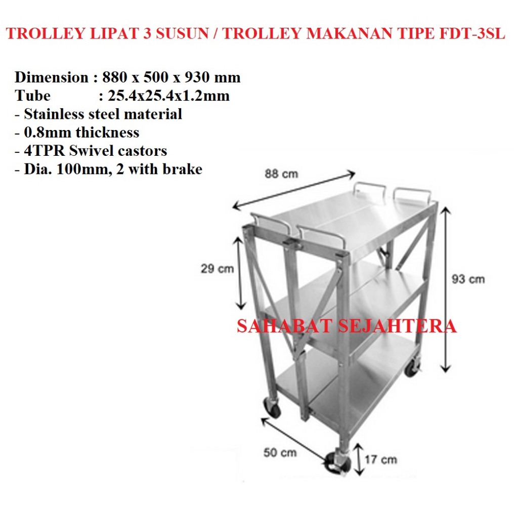 Jual Trolley Lipat 3 Susun / Trolley Makanan TIPE FDT-3SL / FDT 3SL ...