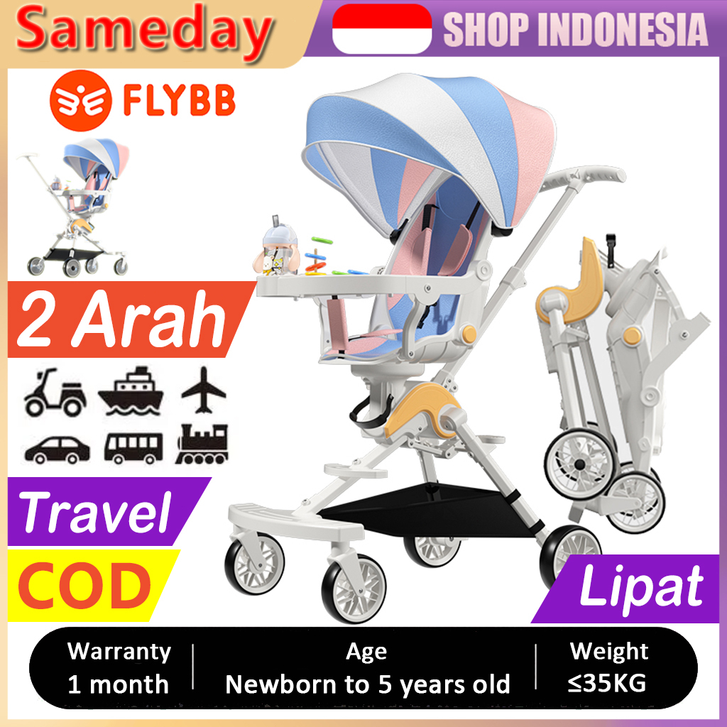 Jual FLYBB Baby Magic Stroller 180 Rotating Kids Stroller Two Way Magic ...