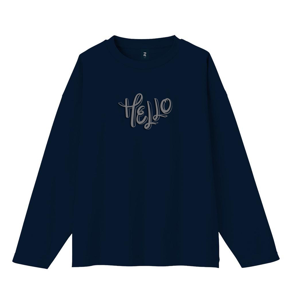 Jual Rz Straight - T-Shirt Kaos Pria Panjang Hello Motif Silver ...