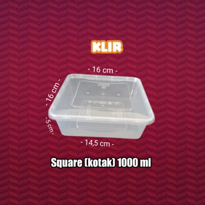 Jual Thinwall Square 1000 ml KLIR Thinwall Kotak Food Container Kotak ... Jual Thinwall Square 1000 ml KLIR Thinwall Kotak Food Container Kotak ...