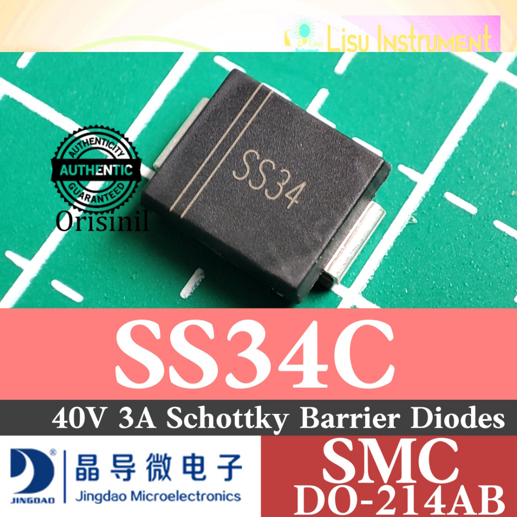 Jual SS34C SS34 40V 3A Schottky Barrier Diodes SMC DO-214AB Jingdao | Shopee Indonesia