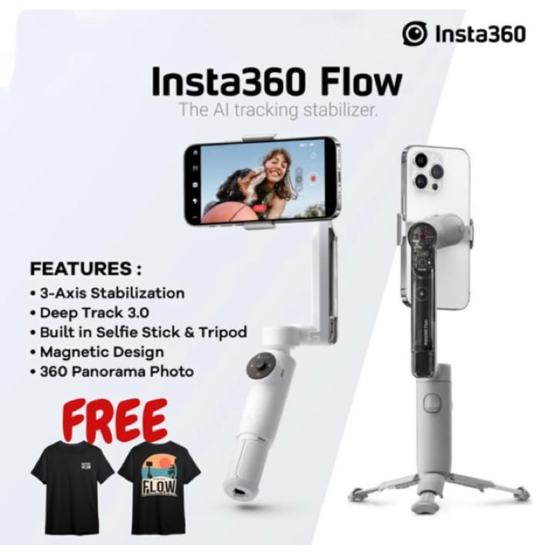 Jual INSTA 360 FLOW STANDALONE / INSTA 360 FlOW CREATOR KIT SMARTPHONE AL AUTO TRACKING GIMBAL ...