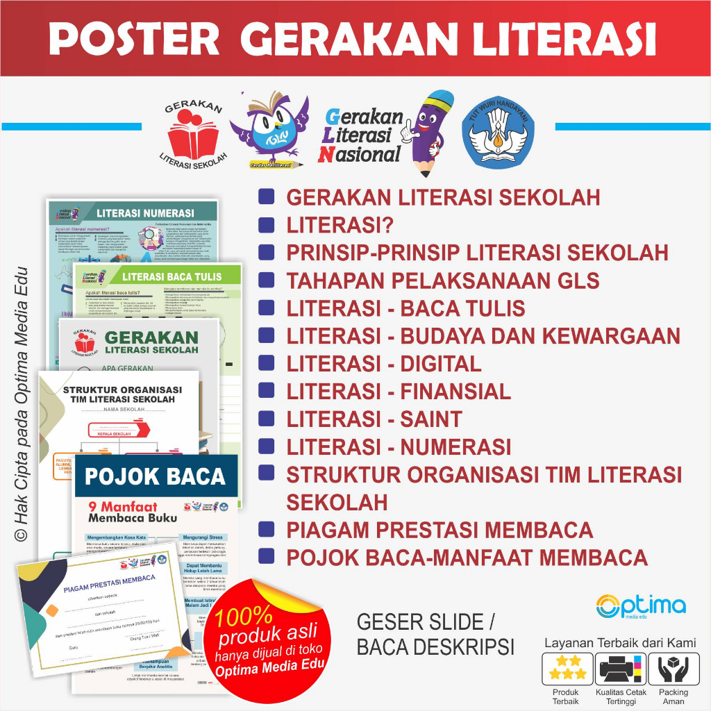 Jual Poster Gerakan Literasi Sekolah / Nasional GLS/GLN, SD, SMP, SMA, SMK, Madrasah | Shopee ...