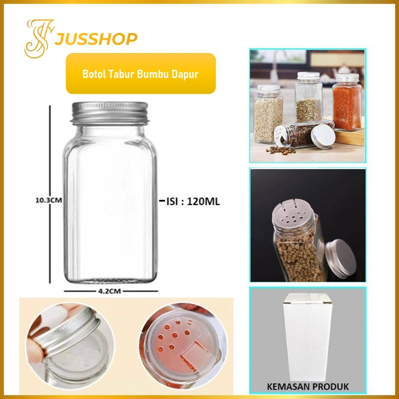 Jual Botol Bumbu Kaca Tabur Tempat Bumbu Dapur + Tutup Stainless ...