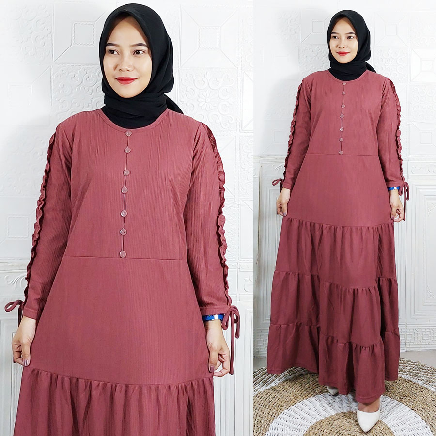 Jual CARLINA GAMIS LAELA MAXY KNIT RAJUT LENGAN KERUT MODEL SUSUN ...