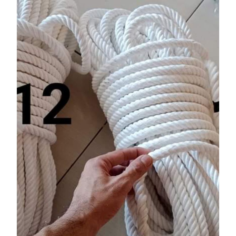 Jual Tali tambang kain.. warna putih tissu.. no 12mm... panjang 28 ...