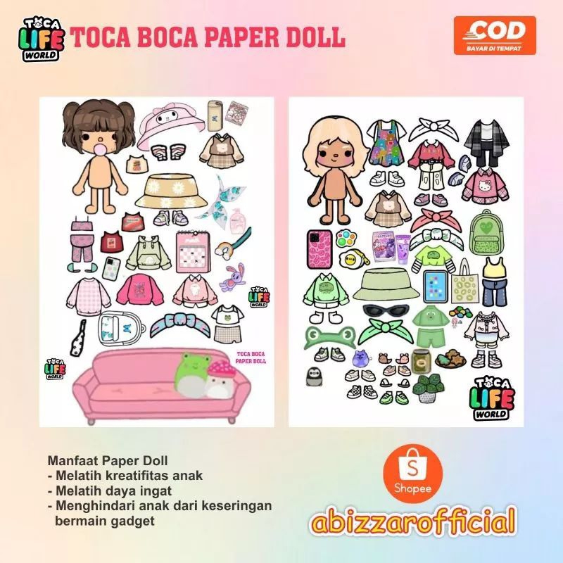 Jual BP BPAN mainan edukasi anak toca boca paper doll tempel & gunting ...