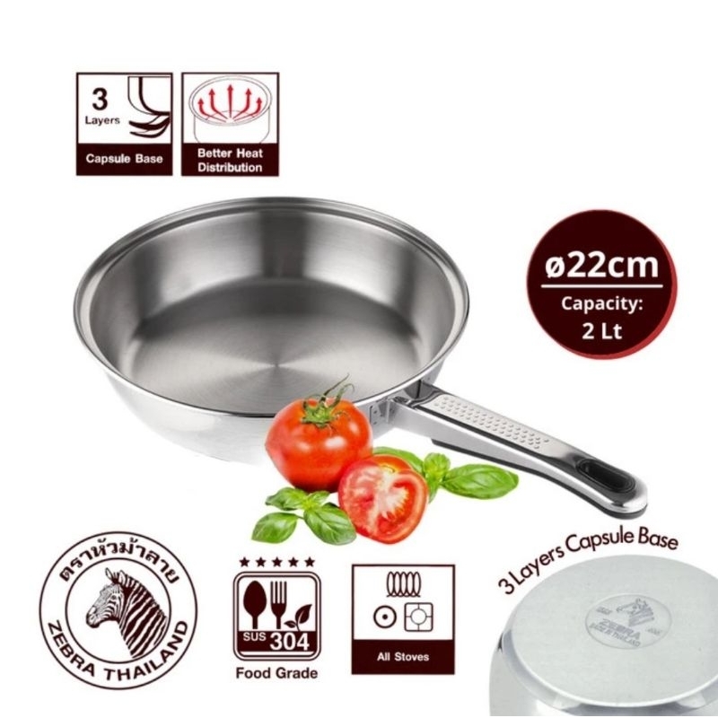 Jual ZEBRA Frying Pan 22 Cm 175323 Vitalux Plus - Wajan Kuali Stainless ...