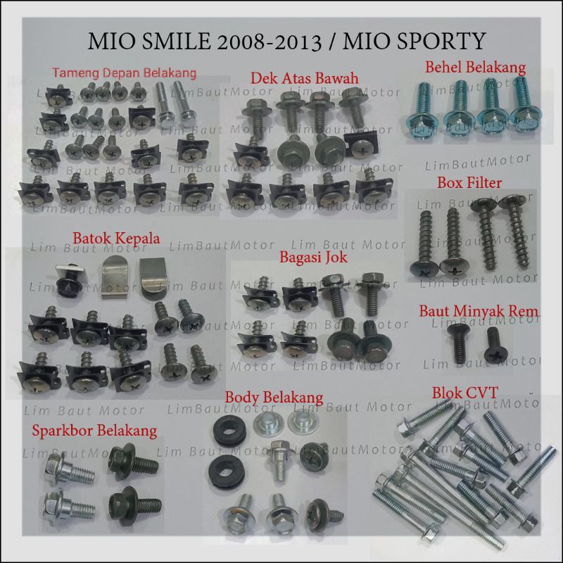Jual baut full set body mio sporty mio smile baut cvt | Shopee Indonesia