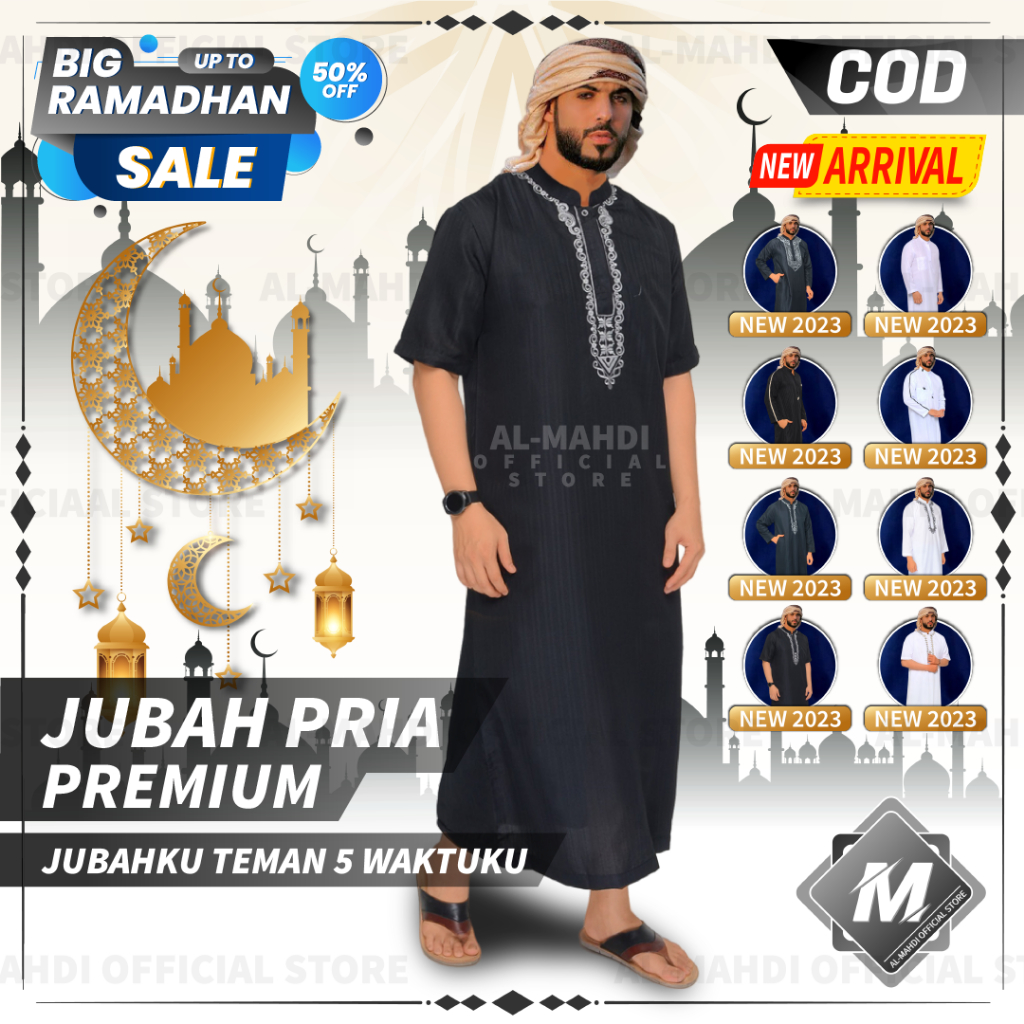 Jual Jubah Pria Gamis Pria Dewasa Laki Laki Putih Hitam Polos Lengan Panjang Pendek Terbaru 2023 ...