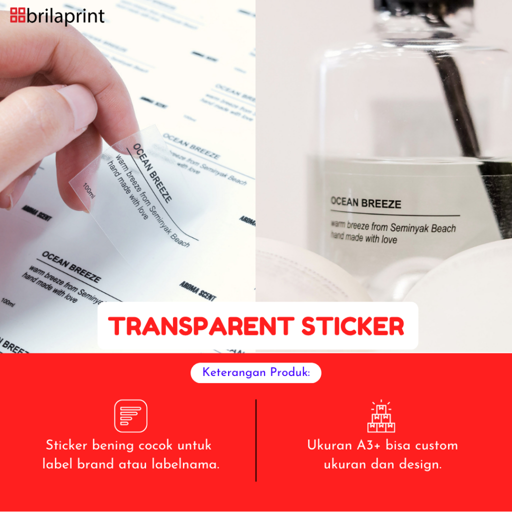 Jual Cetak Sticker Transparan Custom - Free Cutting Kiss Cut | Shopee ...