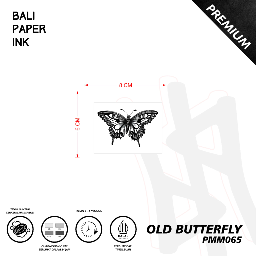 Jual Bali Pape Ink PMM065 Butterfly Oldschool Fruit Ink Tattoo - Tato ...