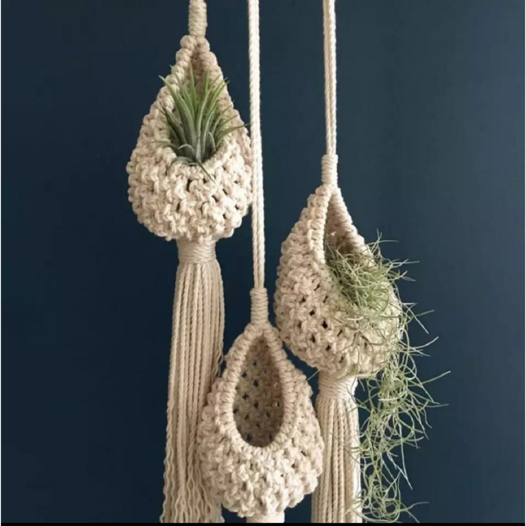 Jual Macrame pot bunga hias/kering - Dekorasi rumah aesthetic - Pot ...
