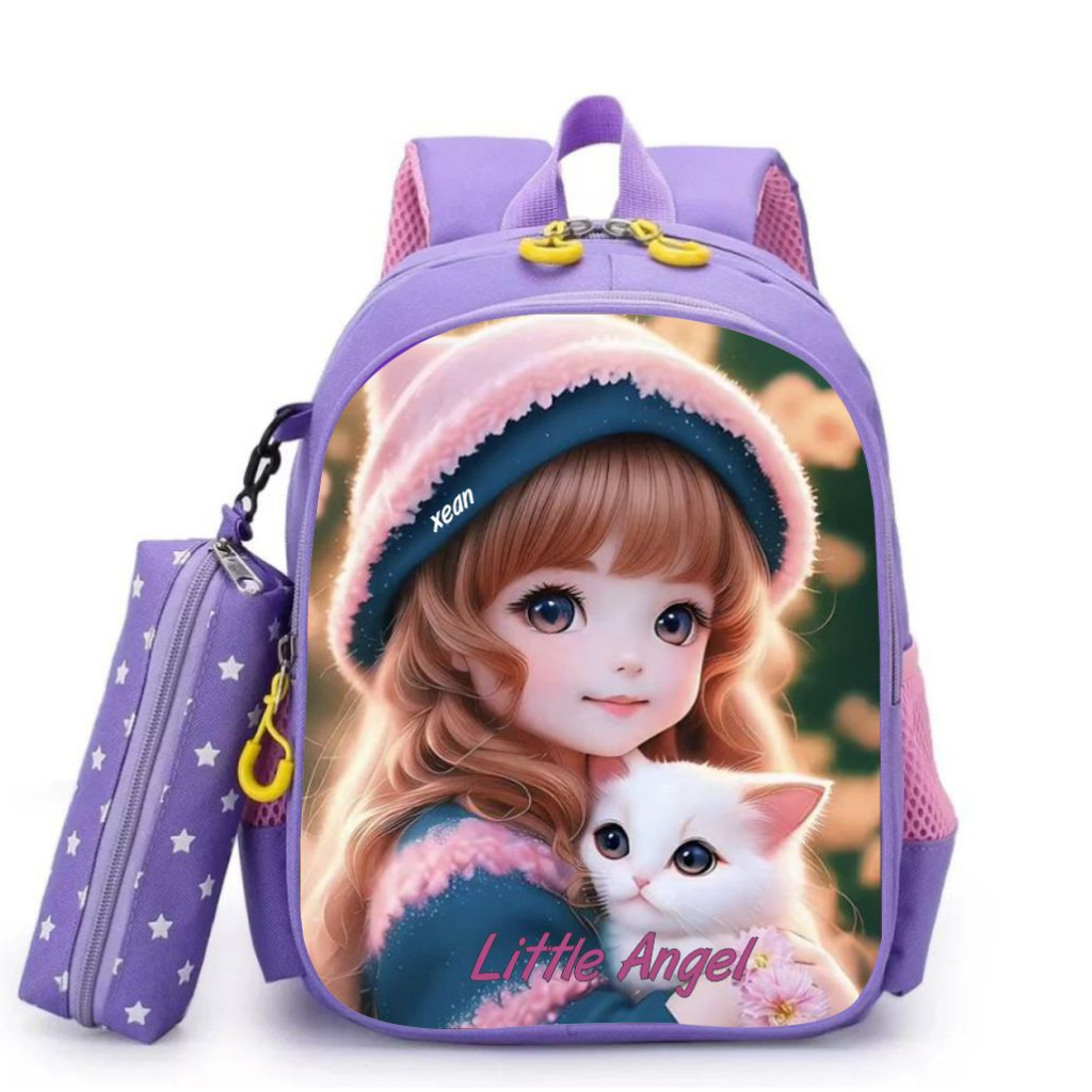 Jual Tas Ransel Sekolah Anak Perempuan TK dan SD Karakter LITTLE ANGEL Kualitas PREMIUM Bonus ...
