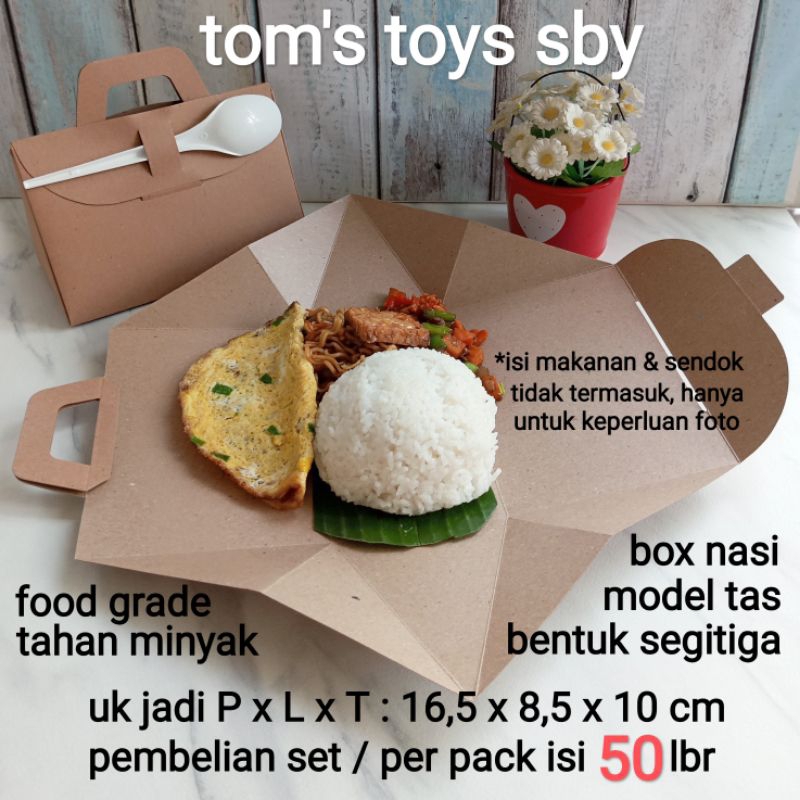 Jual Box Dus Nasi Sego Kucing Lunch Box Jajan Snack Model Tas bentuk ...