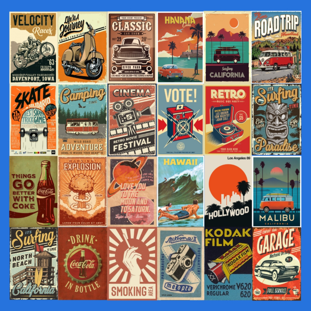 Jual Poster Dinding Retro Vintage Aesthetic Isi 24 dan 12 Poster Free ...