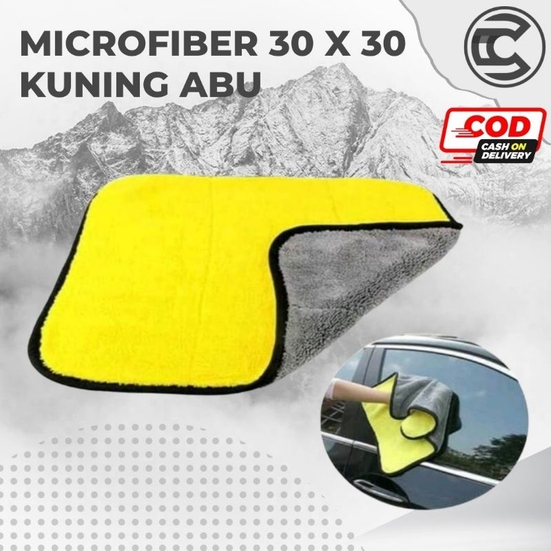 Jual Microfiber / Kain lap ukuran 30 x 30 / Warna Kuning Dan Abu / Lap ...