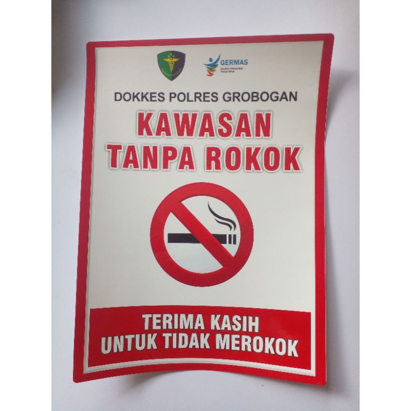 Jual (MIN ORDER 5) stiker kawasan tanpa rokok dengan nama instansi ...