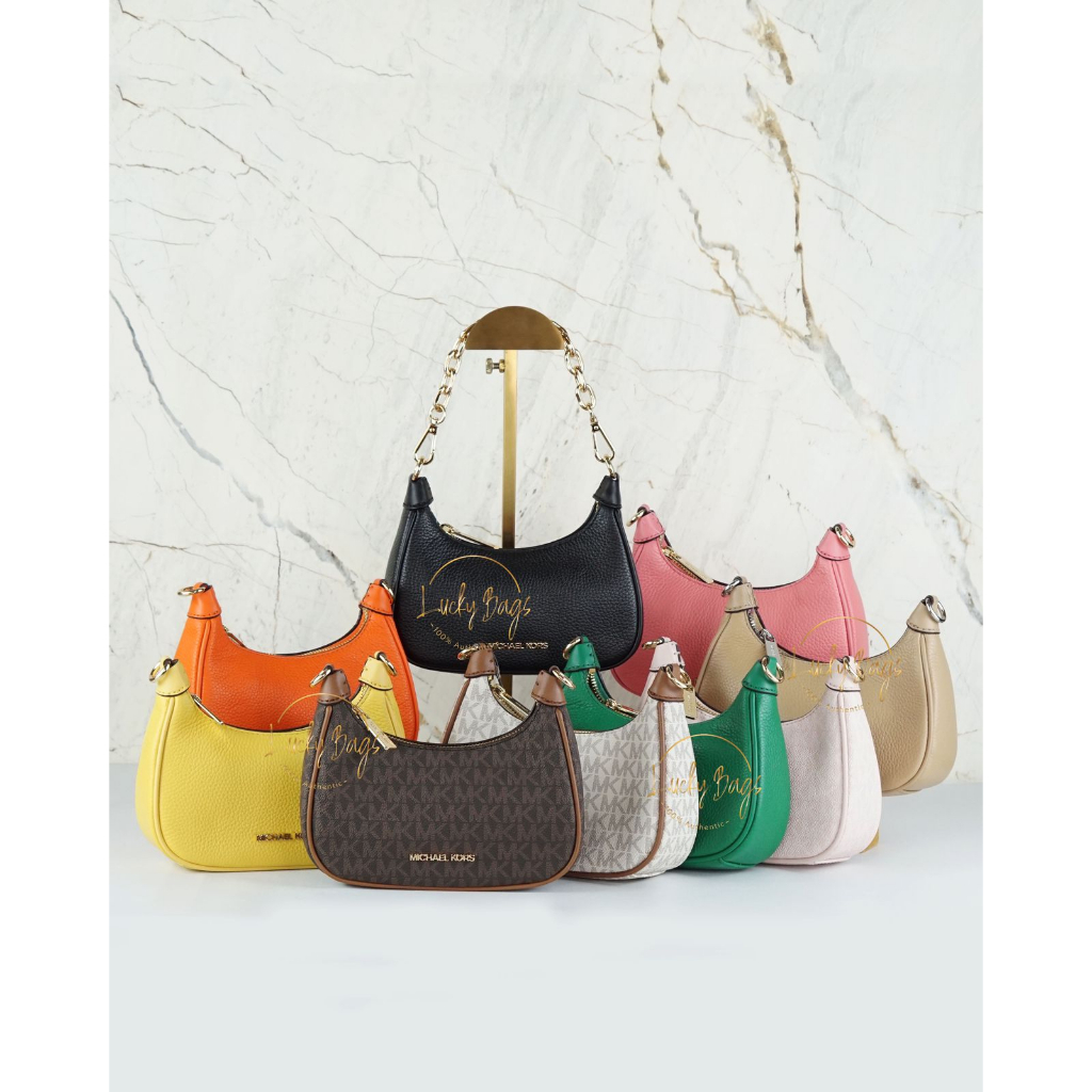 Jual Michael Kors cora mini zip pouchette leather (authentic/original ...