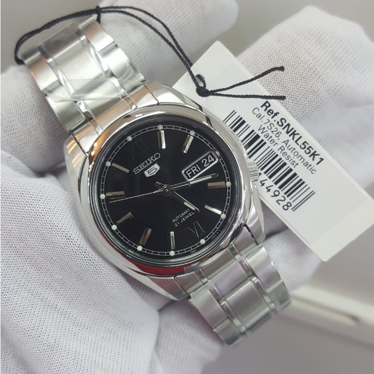 Jual JAM TANGAN PRIA SEIKO 5 SNKL55K1 SNKL55 AUTOMATIC BLACK DIAL ...