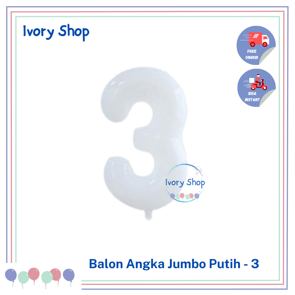 Jual Balon Foil Angka Jumbo Ukuran 80cm Warna Putih | Shopee Indonesia