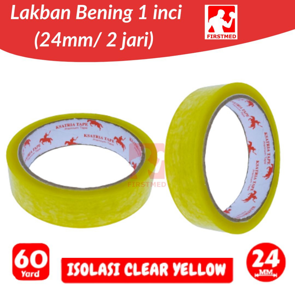 Jual Lakban bening 1 inci 24 mm 2 jari / Selotip Isolasi Slasiban putih ...