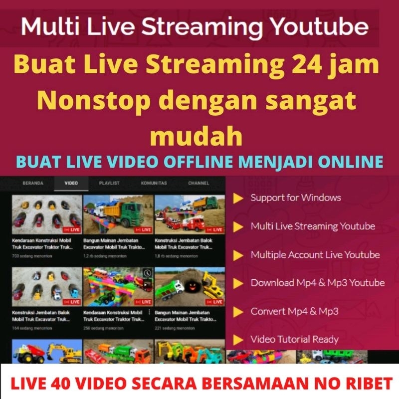 Jual software multi live streaming YouTube nonstop 24 jam | Shopee ...