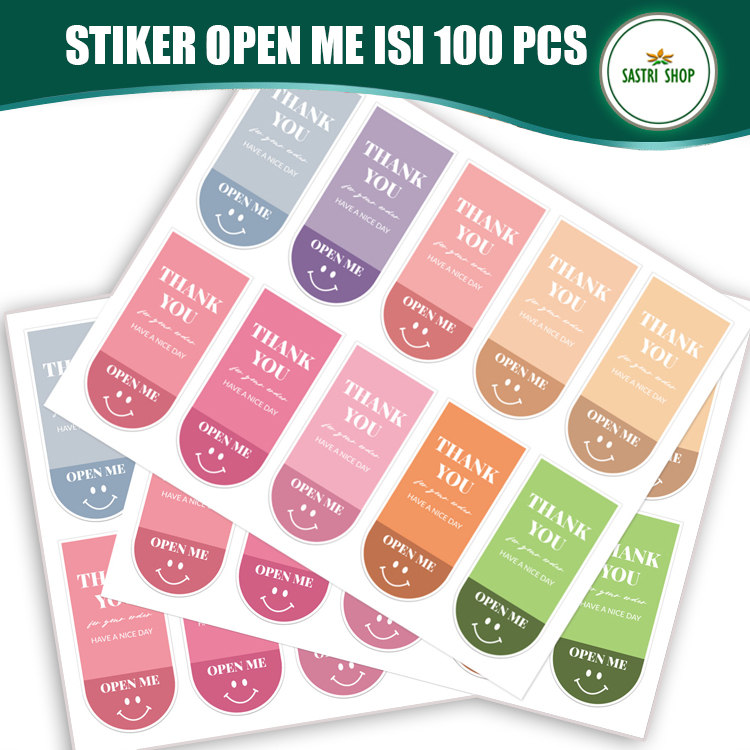 Jual Stiker Open Me Isi Warna Warni Persegi Panjang Oval 100 pcs Stiker ...