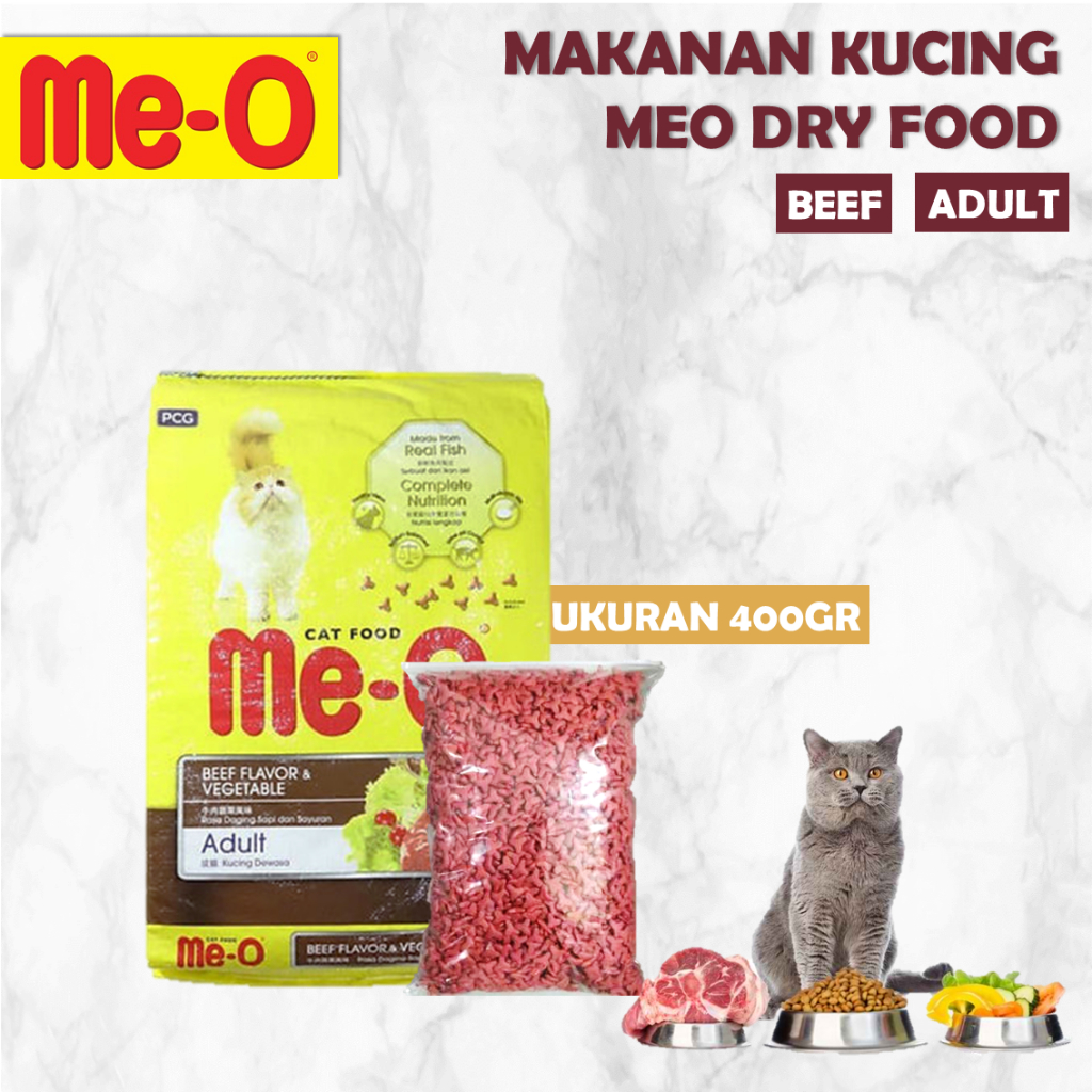 Jual Makanan Kucing MEO Meo Beef and Vegetable 400 Gr | Shopee Indonesia